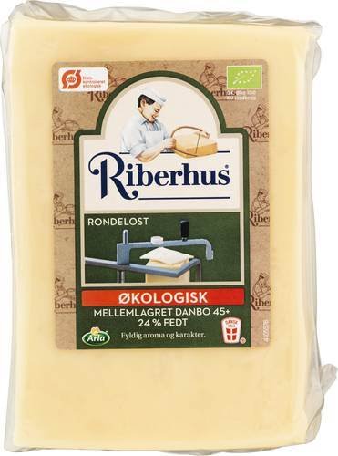 Riberhus 45+ (24%), mellemlagret, til rondel, ca. 730 g, ØKO - Ost ...
